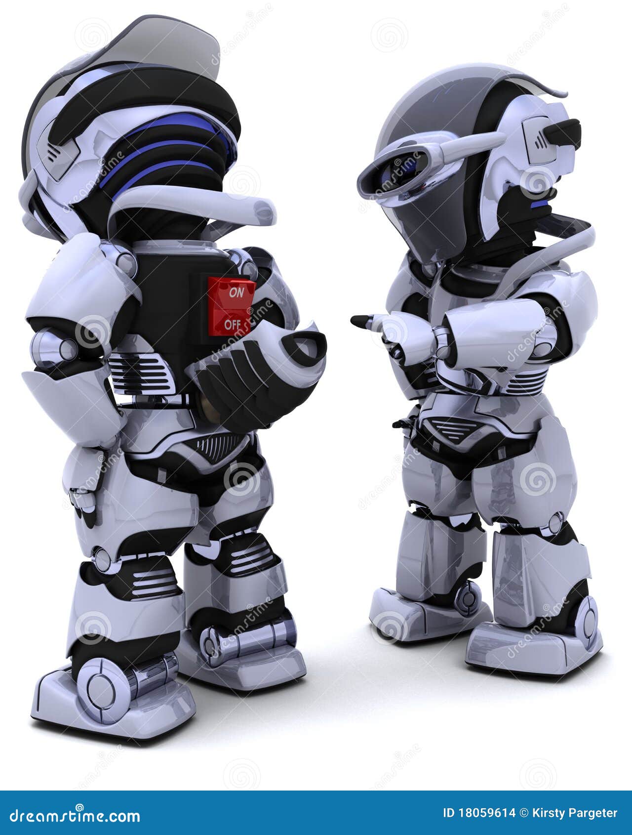 Robot Switching Power on Another Robot Stock Illustration ...