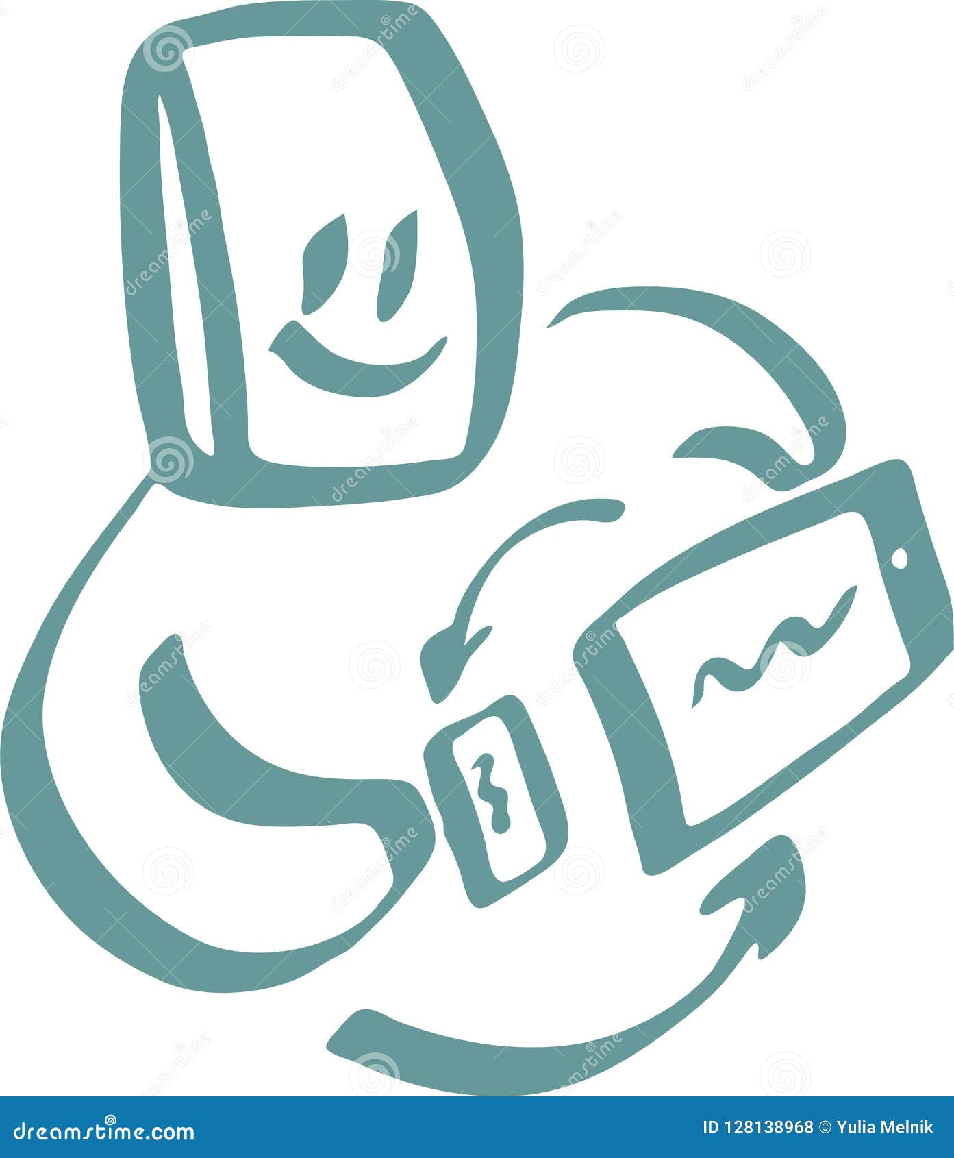 Robot Synchronizing Mobile Devices Vector Stock Vector - Illustration ... Robot Synchronizing Mobile Devices Vector Stock Vector - Illustration ...
