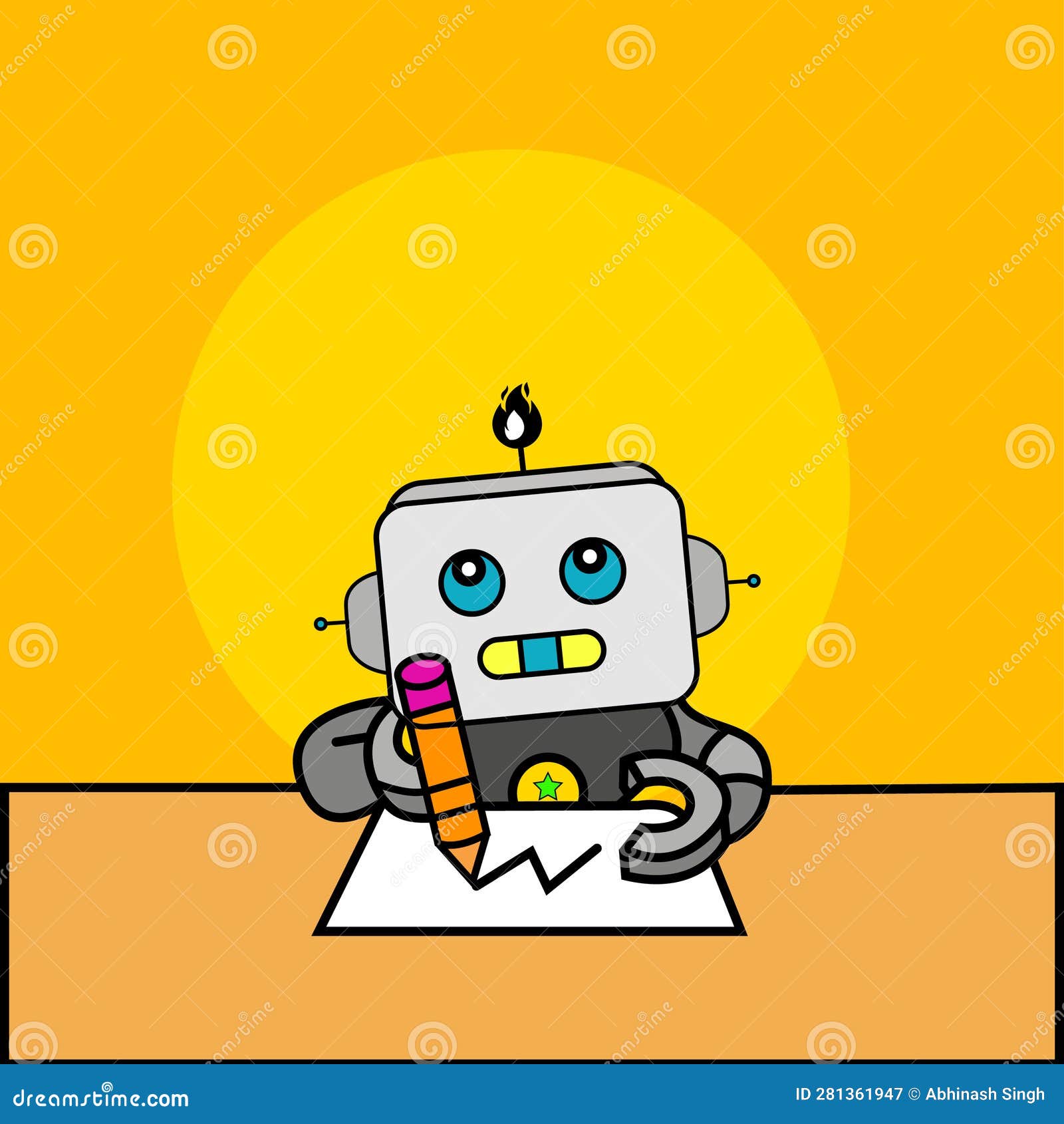 Robot on the Table Study stock illustration. Illustration of study ...