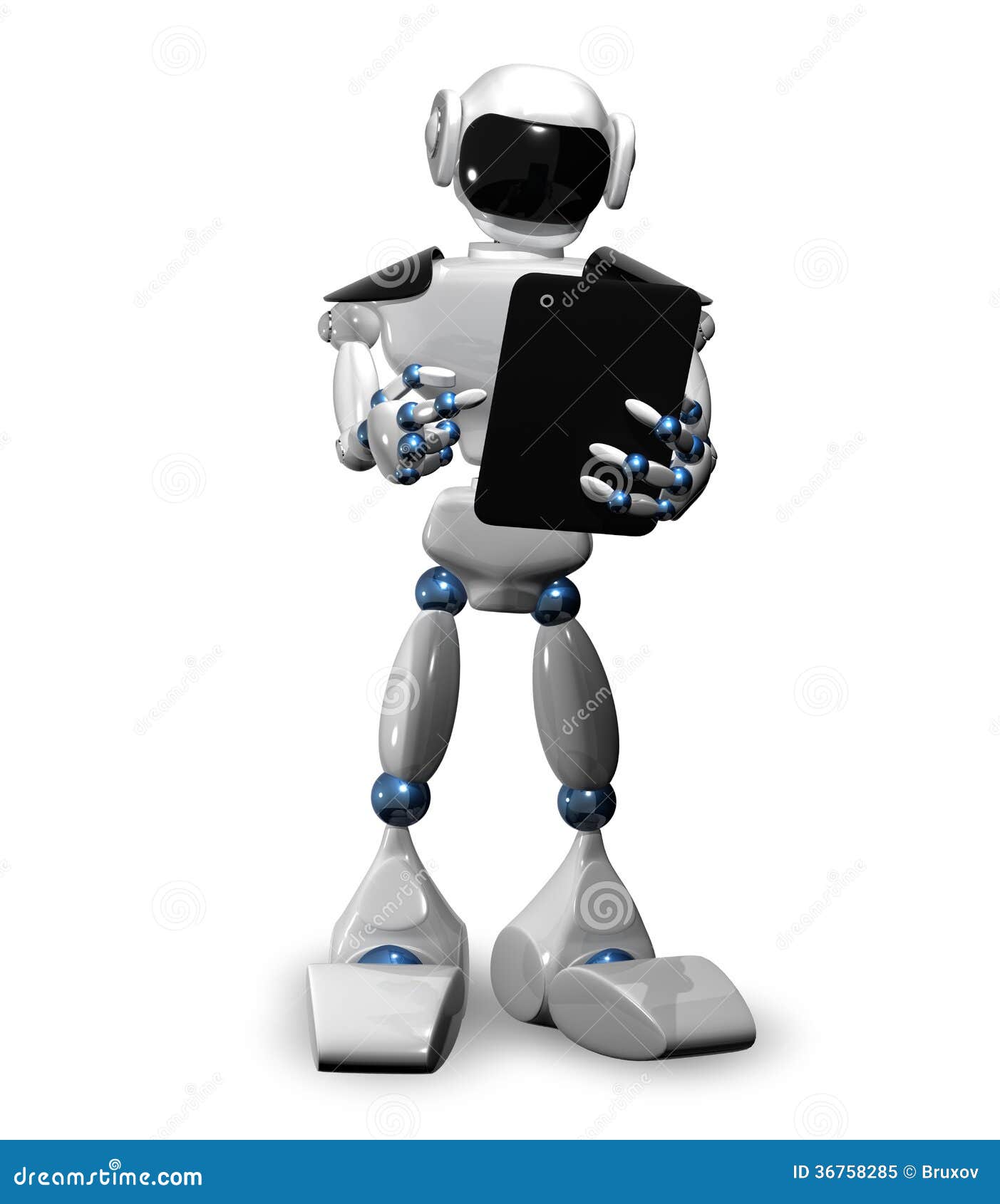 Robot with tablet stock illustration. Illustration of internet - 36758285