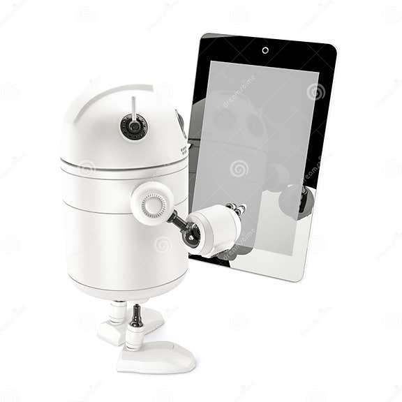 Robot with tablet. stock illustration. Illustration of copyspace - 30741932