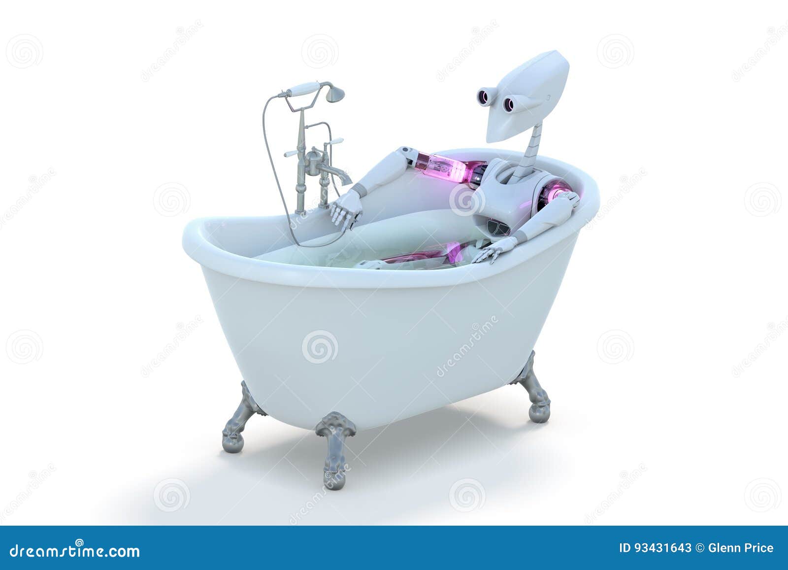 Robot Taking a Bath stock illustration. Illustration of model - 93431643