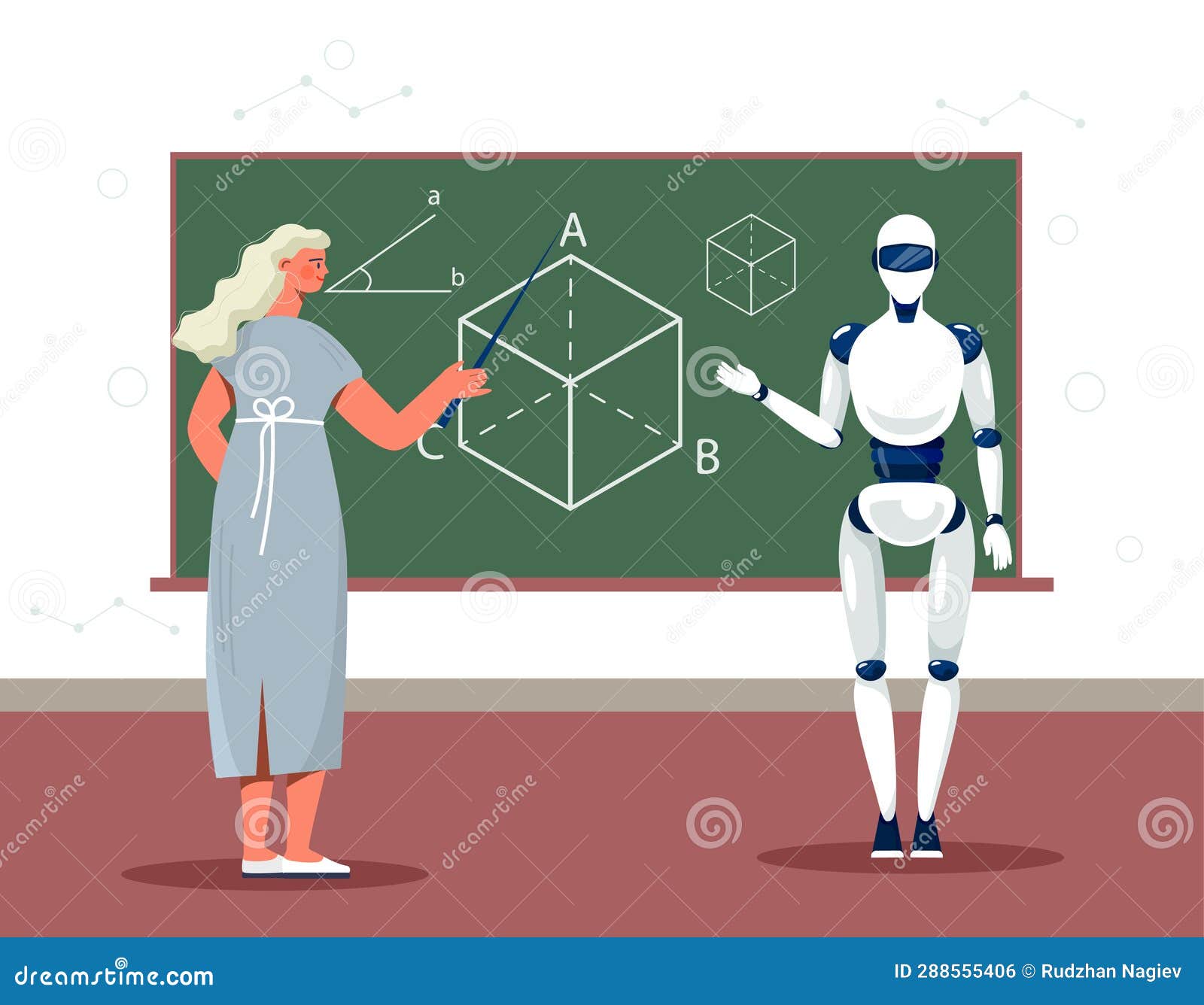 Robot Teacher with Blackboard Vector Concept Stock Illustration ...