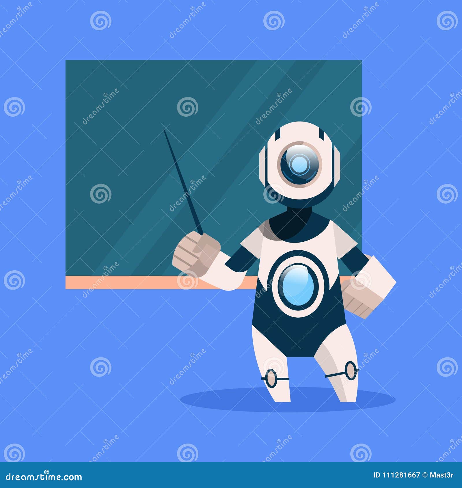Robot Teacher On Blue Background Concept Modern Artificial Intelligence ...