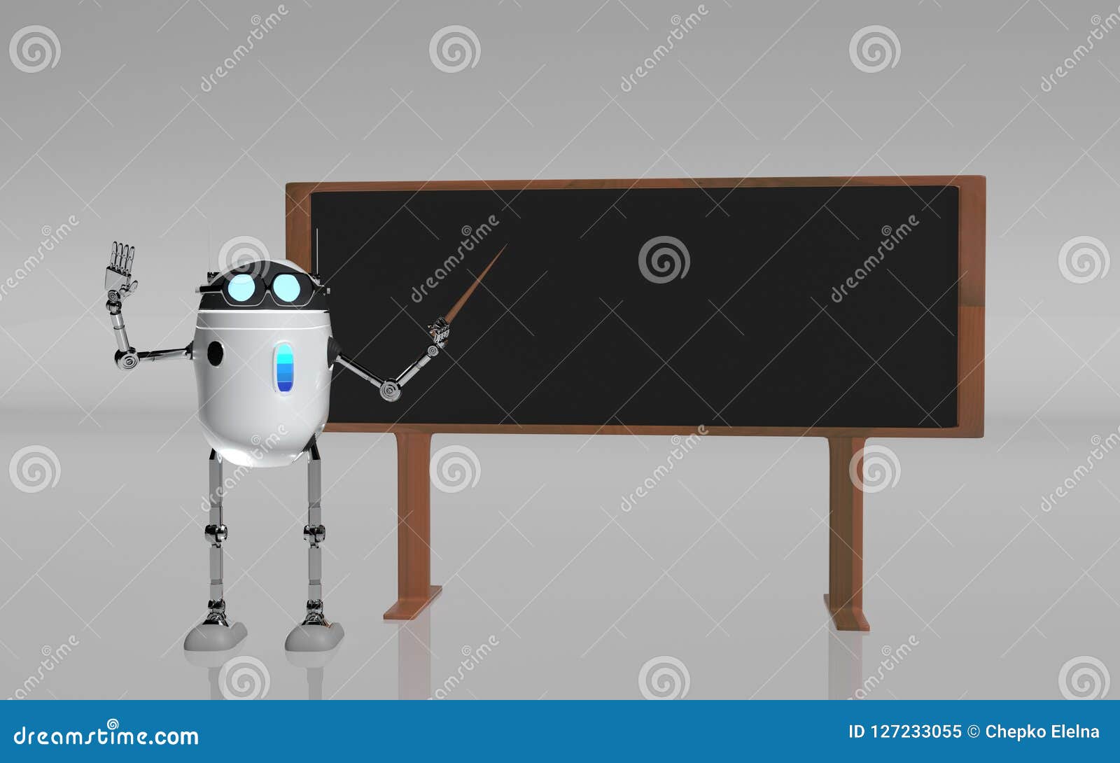 Robot Teacher With Computer Screen On Body Cartoon Icon. Android ...