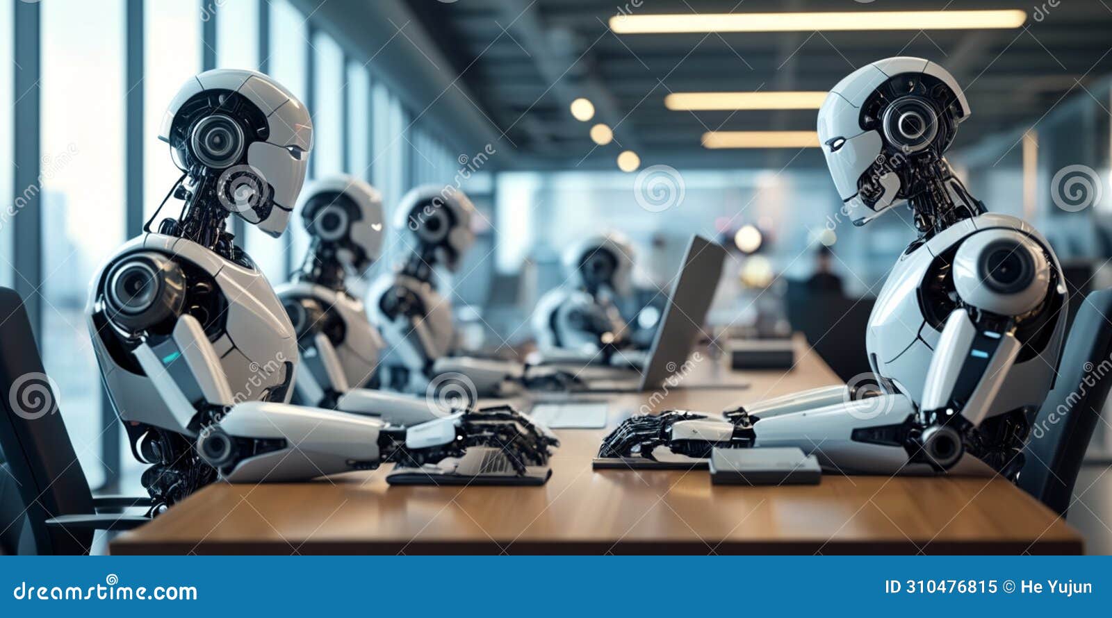 Robot Team Working in the Office instead Human, Future Technology ...