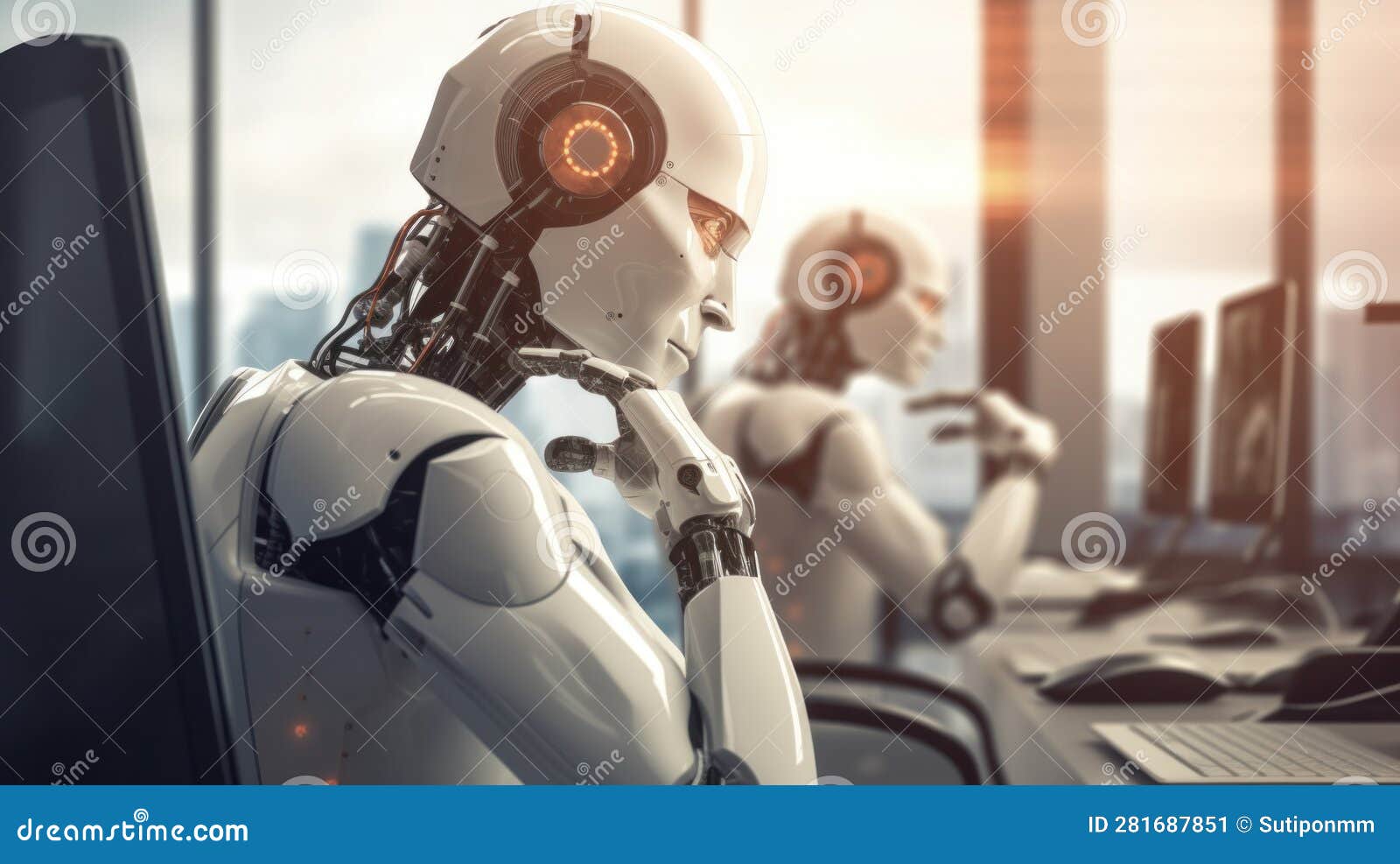 The Robot Teamwork Working Together Stock Illustration - Illustration ...