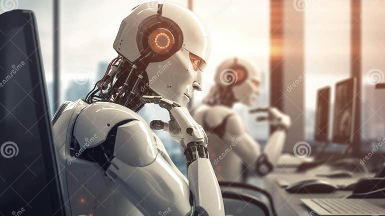 The Robot Teamwork Working Together Stock Illustration - Illustration ...