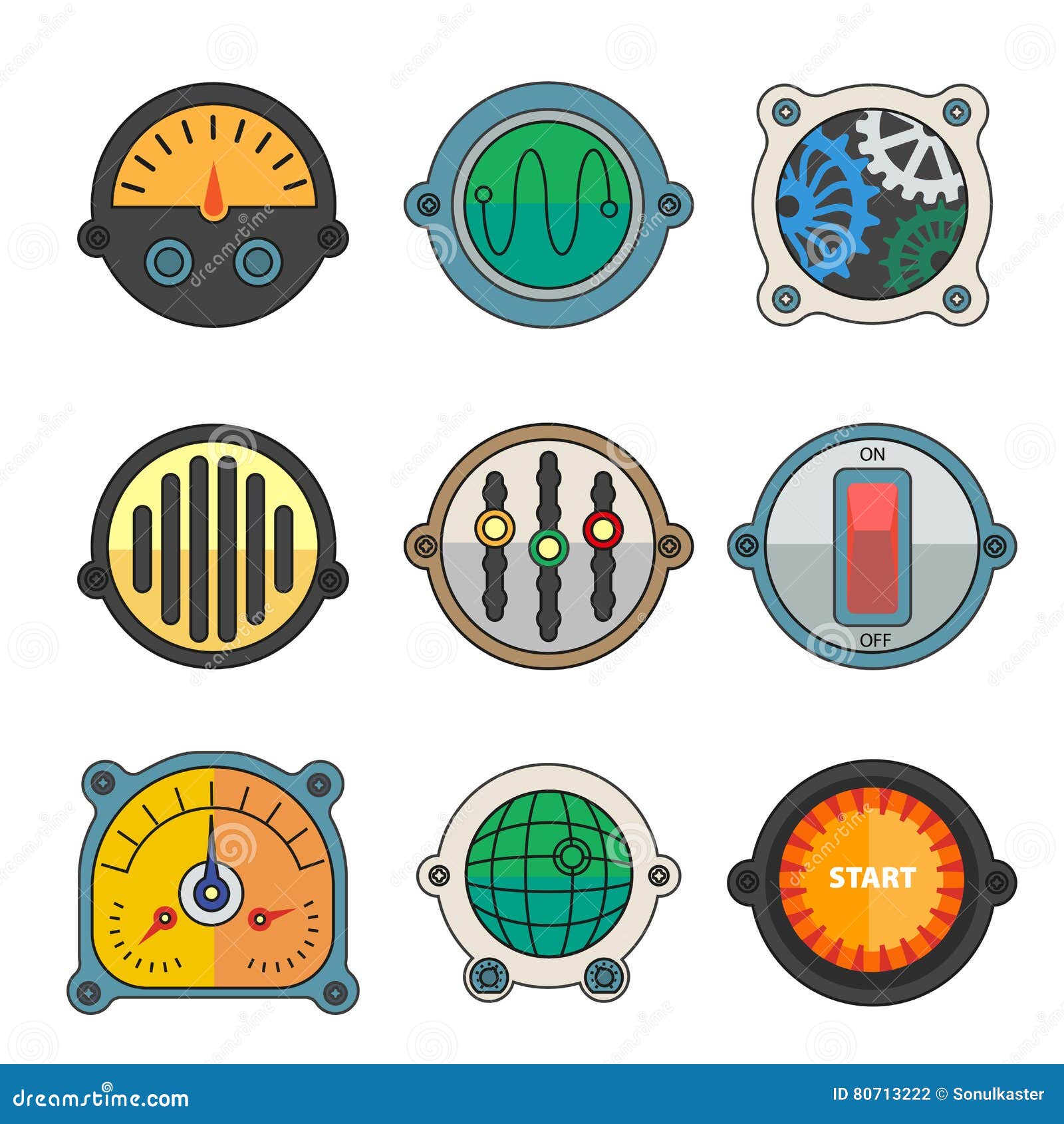 Robot Technical Colorful Meter Icon Stock Vector - Illustration of ...