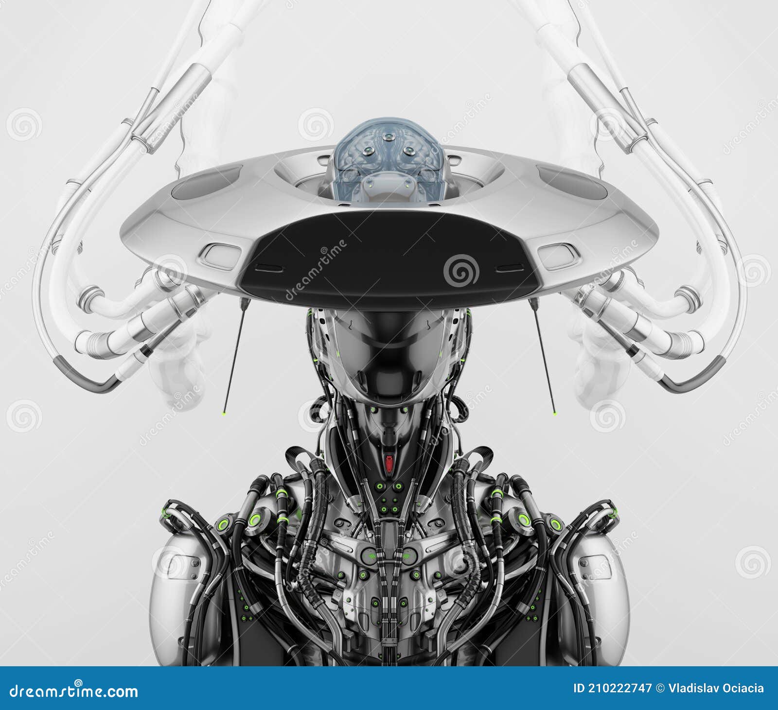 Smart Robot with Huge Ai Hat, 3d Rendering Stock Illustration ...