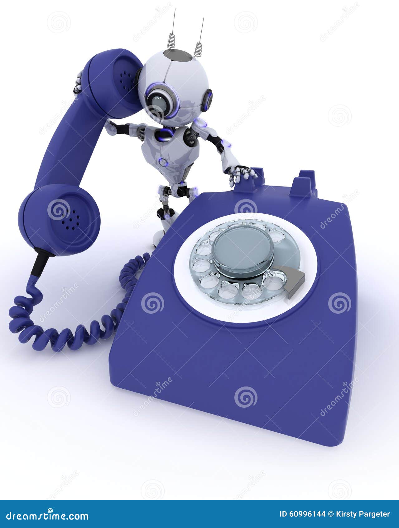 Robot with telephone stock illustration. Illustration of fiction - 60996144