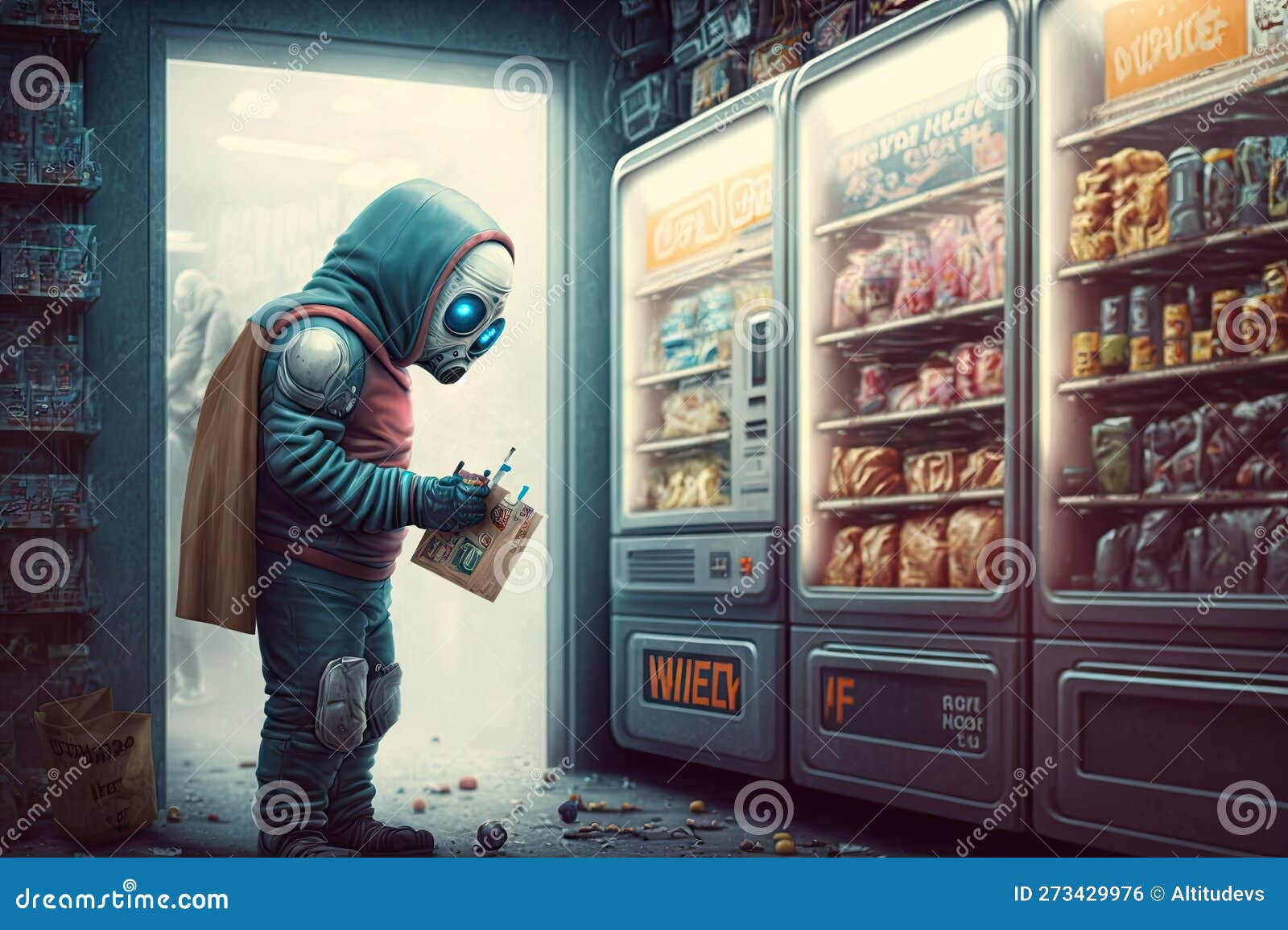 Robot Thief Breaking into Store and Stealing Valuable Goods Stock ...