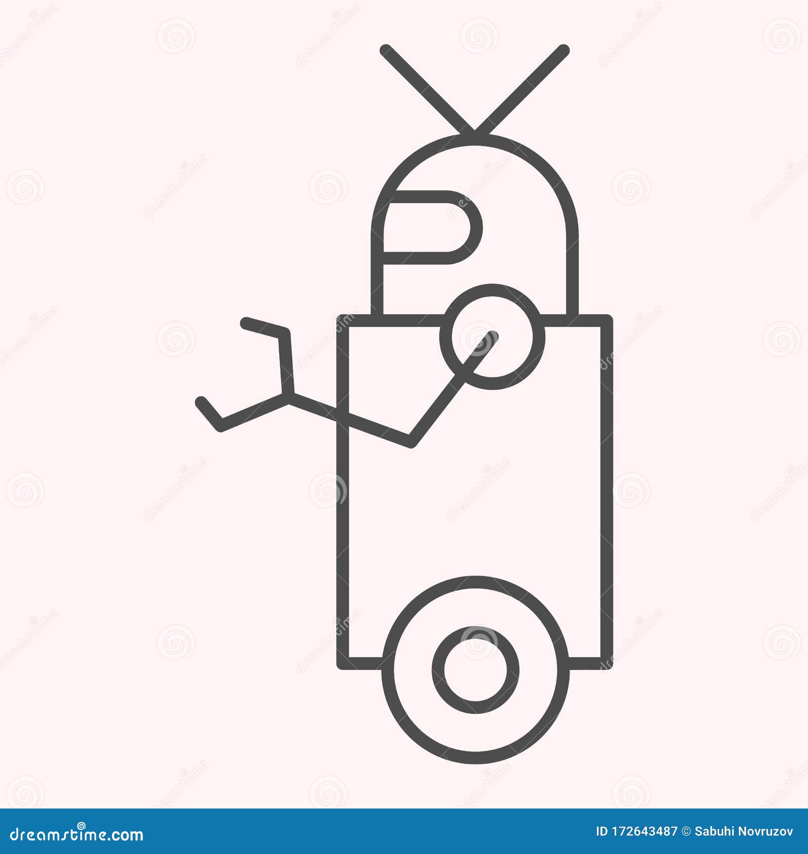 Robot Thin Line Icon. Artificial Intelligence Bot with Wheels and Hand ...