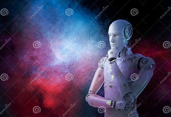Robot think or compute stock illustration. Illustration of analysis ...
