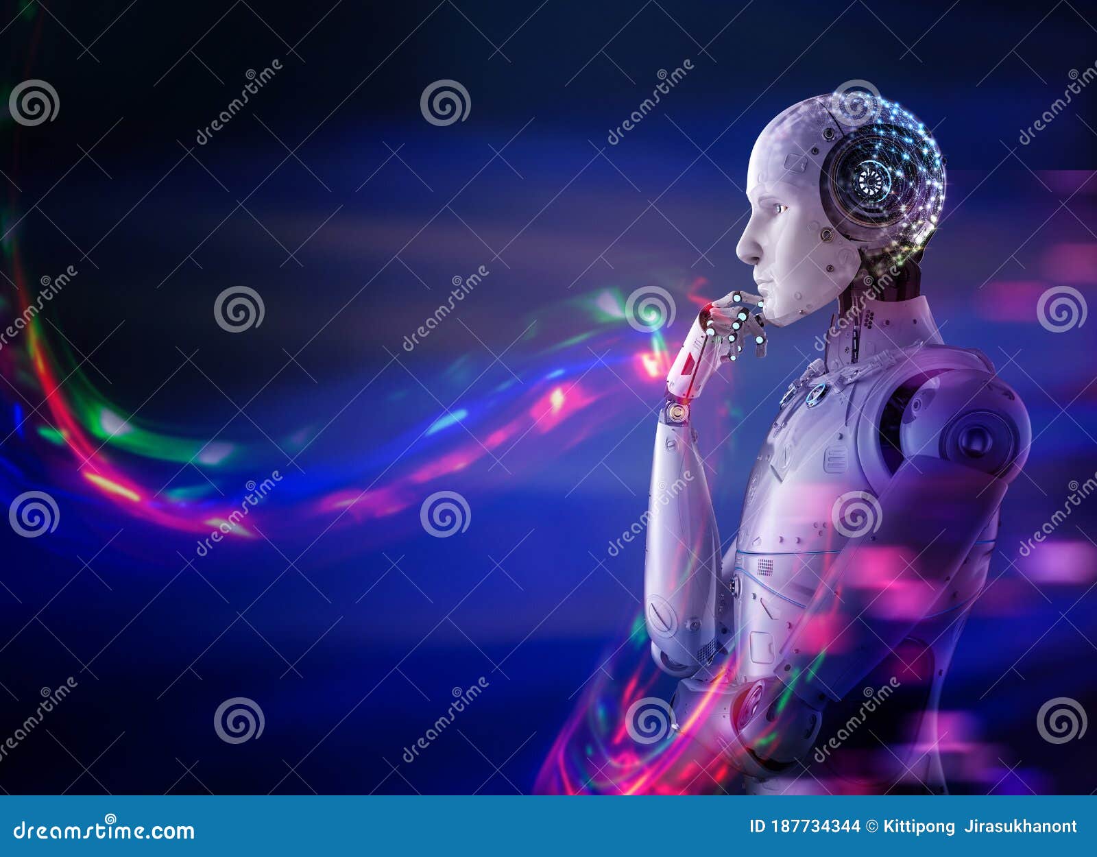 Robot think or compute stock illustration. Illustration of artificial ...