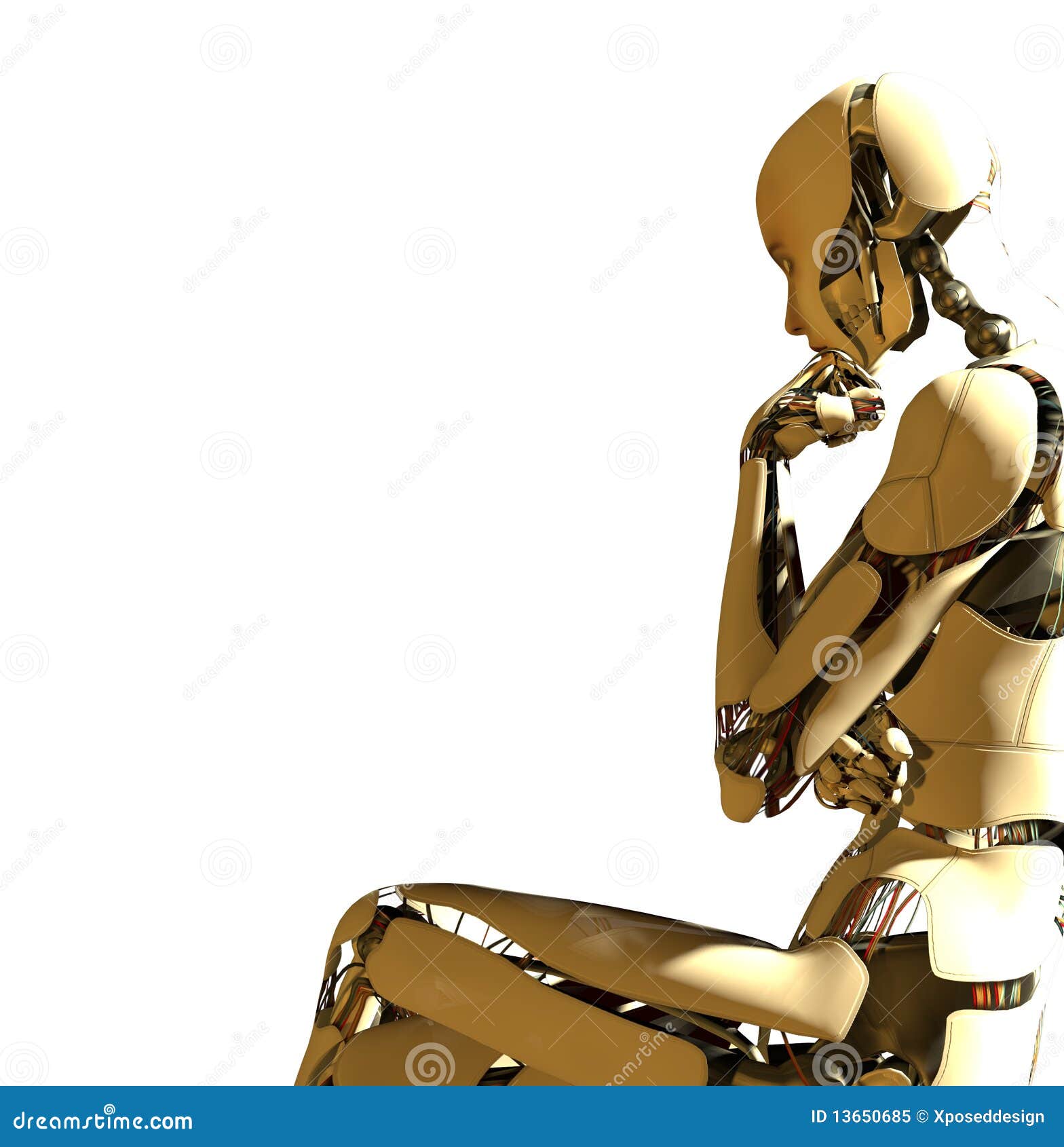 Robot thinking stock illustration. Illustration of white - 13650685