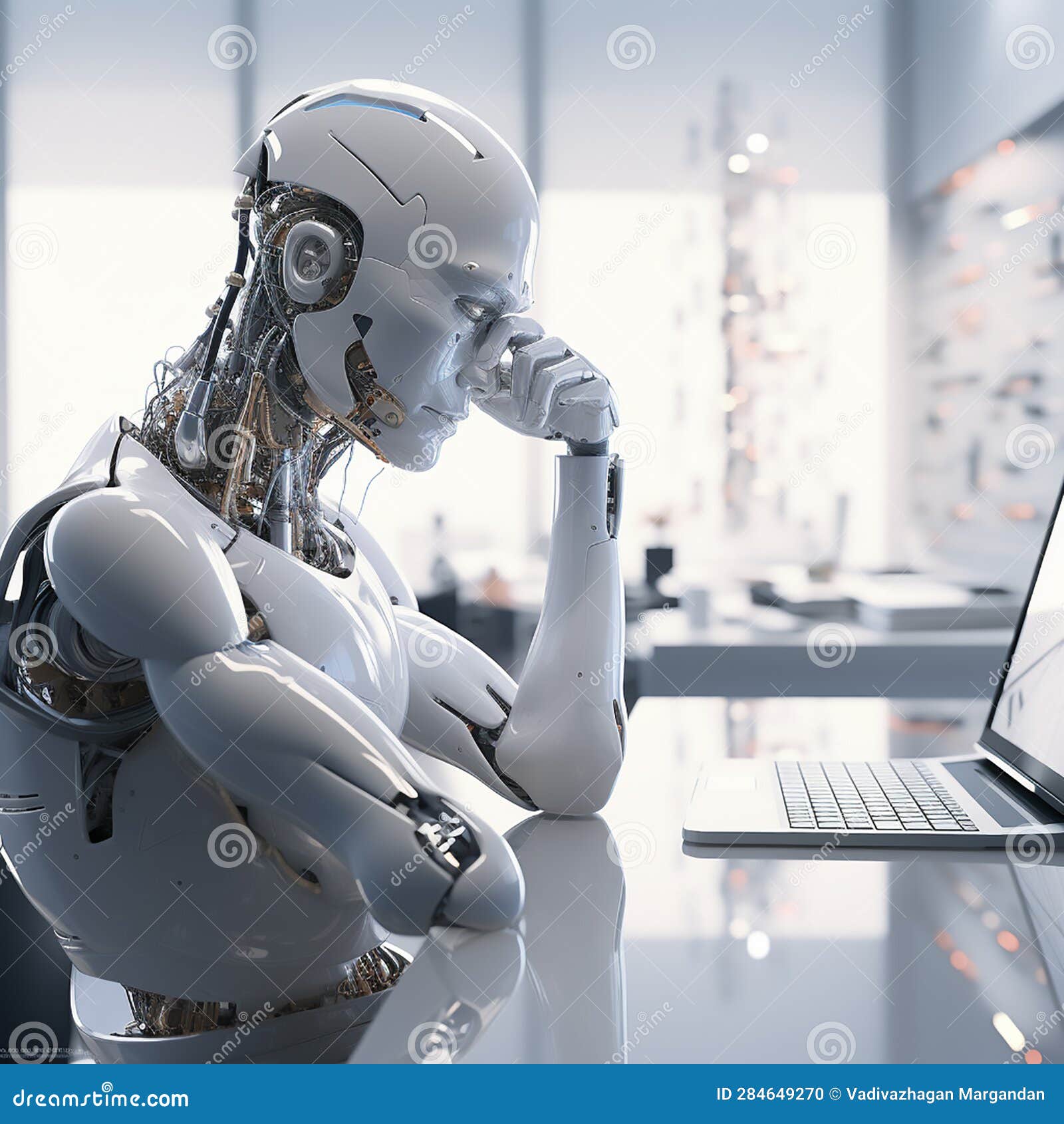 Robot thinking stock illustration. Illustration of costume - 284649270