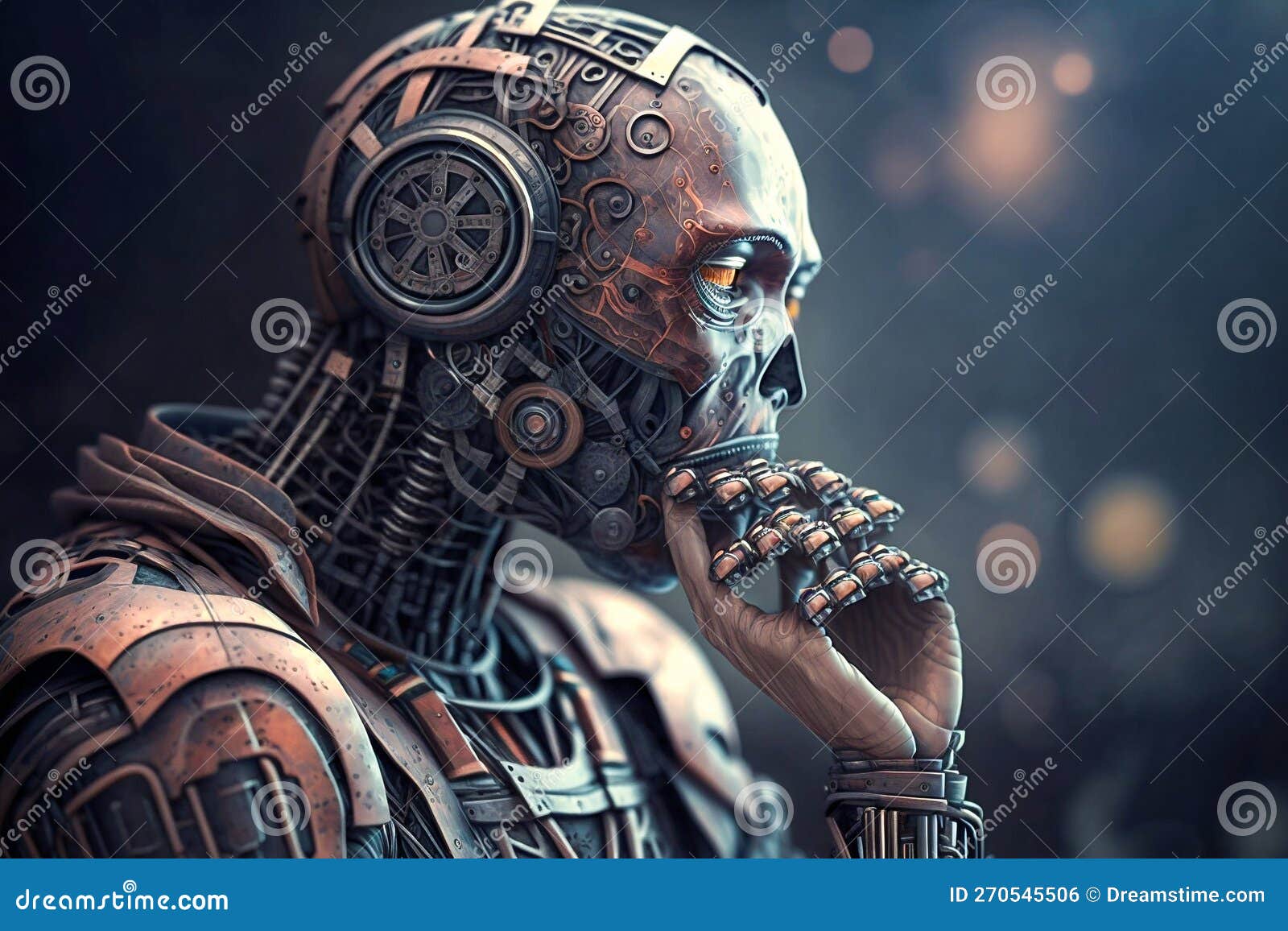 Robot Thinking about. Generative AI Stock Illustration - Illustration ...