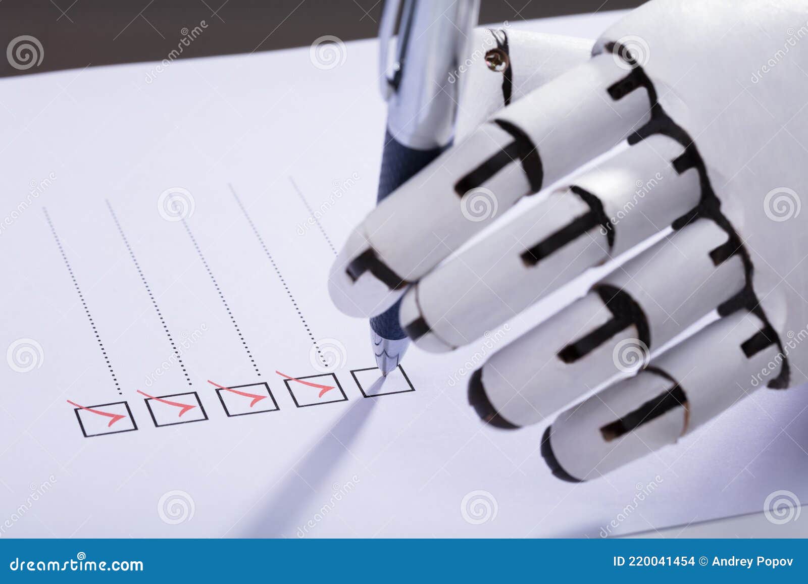 Robot Ticking Off Checkboxes on Document Stock Photo - Image of auto ...