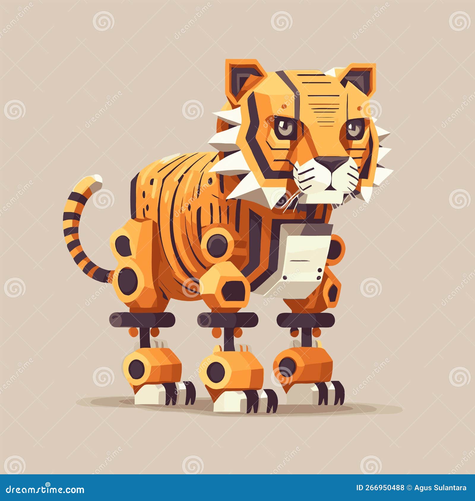 Robot Tiger Cyborg Machine Character Logo Mascot Vector Illustration ...