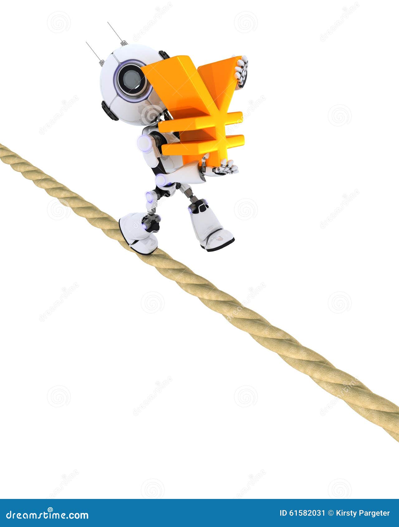Robot on a tight rope stock illustration. Illustration of cute - 61582031