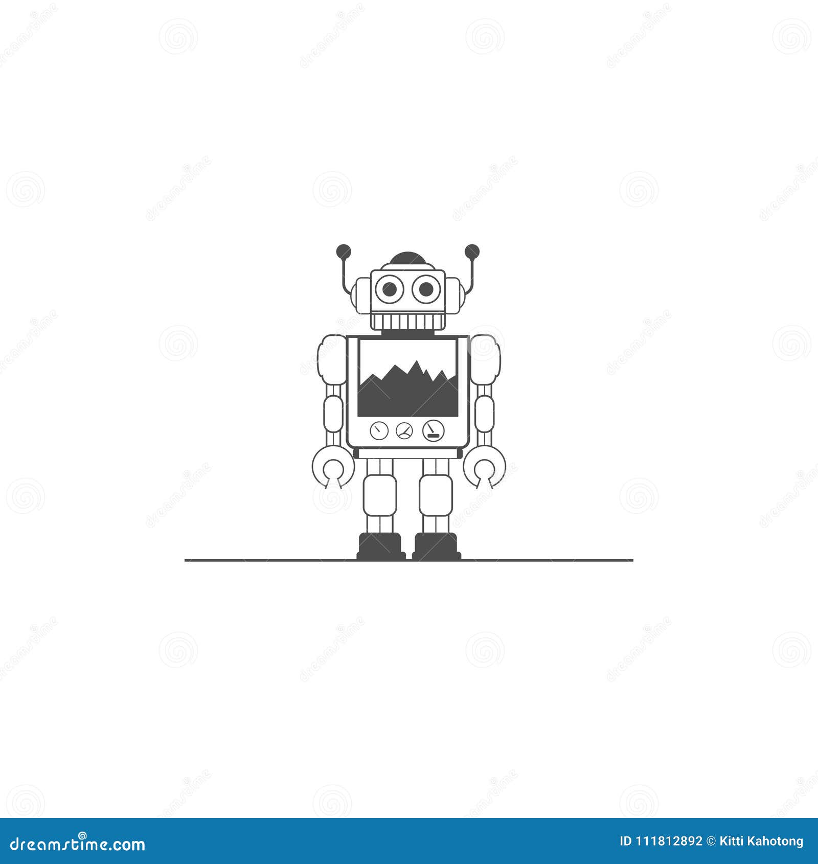Robot tin toy , logo stock illustration. Illustration of metal - 111812892