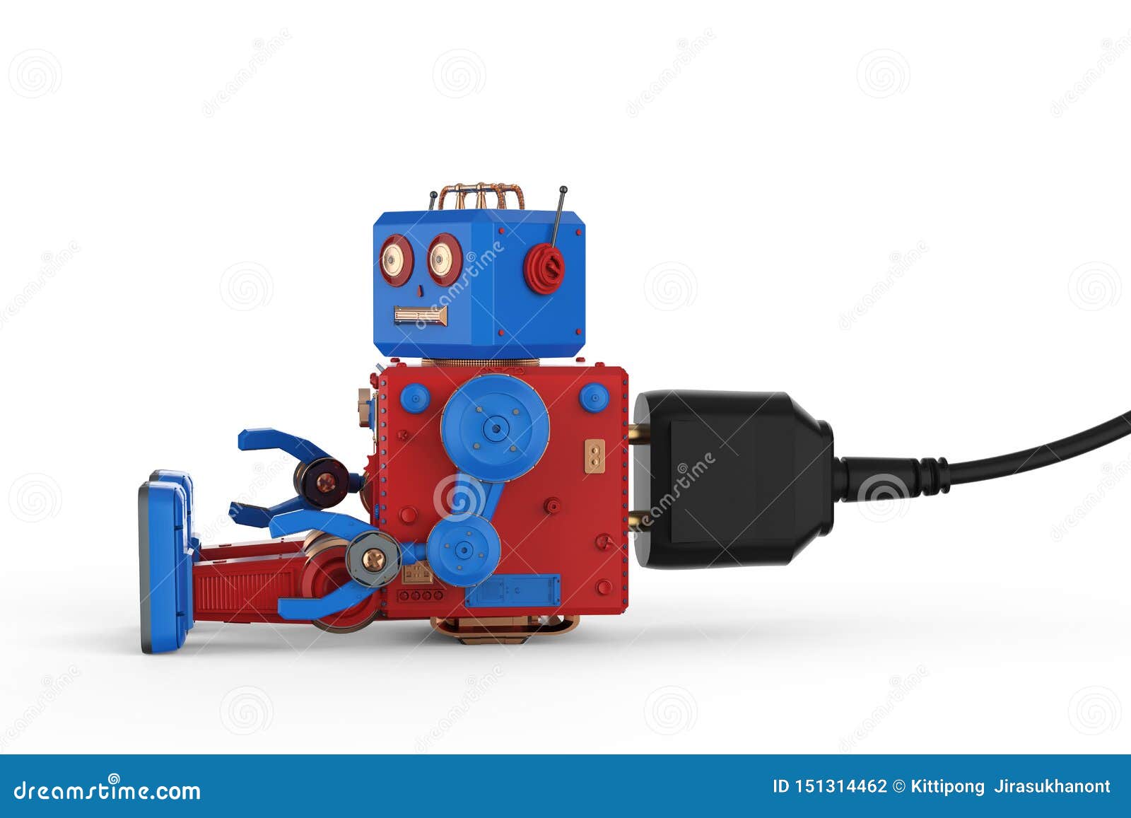 Robot tin toy with plug stock illustration. Illustration of design ...