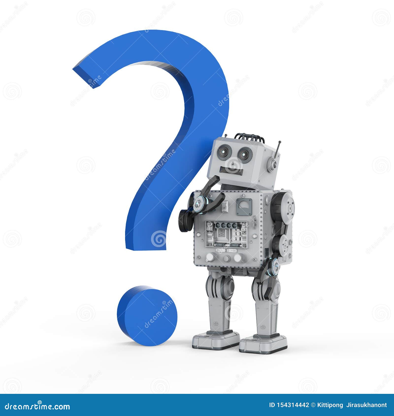 Robot Tin Toy with Question Mark Stock Illustration - Illustration of ...