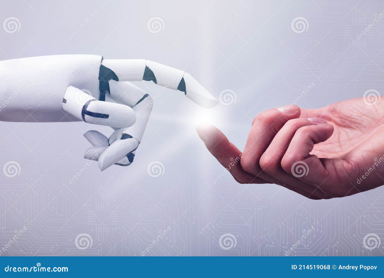 Robot Touching Human Finger Stock Photo - Image of hardware, invention ...