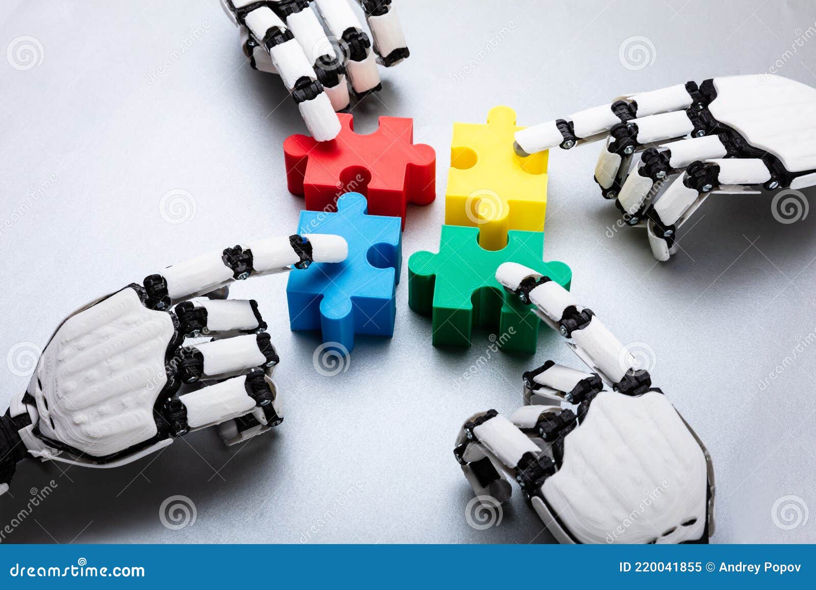 Robot Touching Jigsaw Puzzle Pieces Stock Image - Image of jigsaw ...