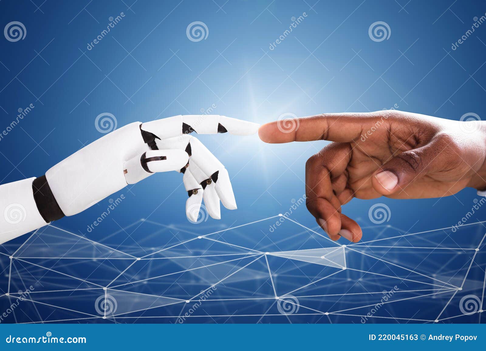 Robot Touching Human Finger Stock Photography | CartoonDealer.com ...
