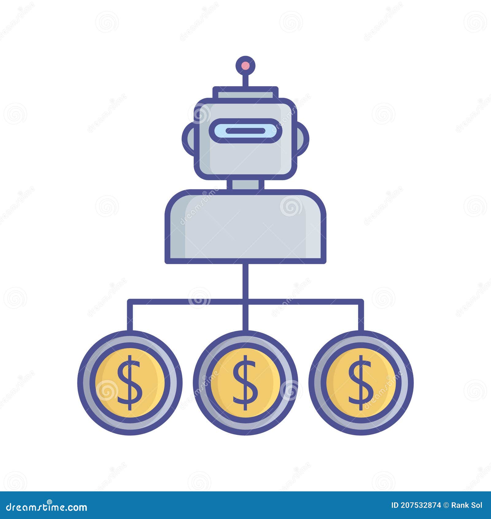 Robot Trading Flat Vector Icon Which Can Easily Modify or Edit ...