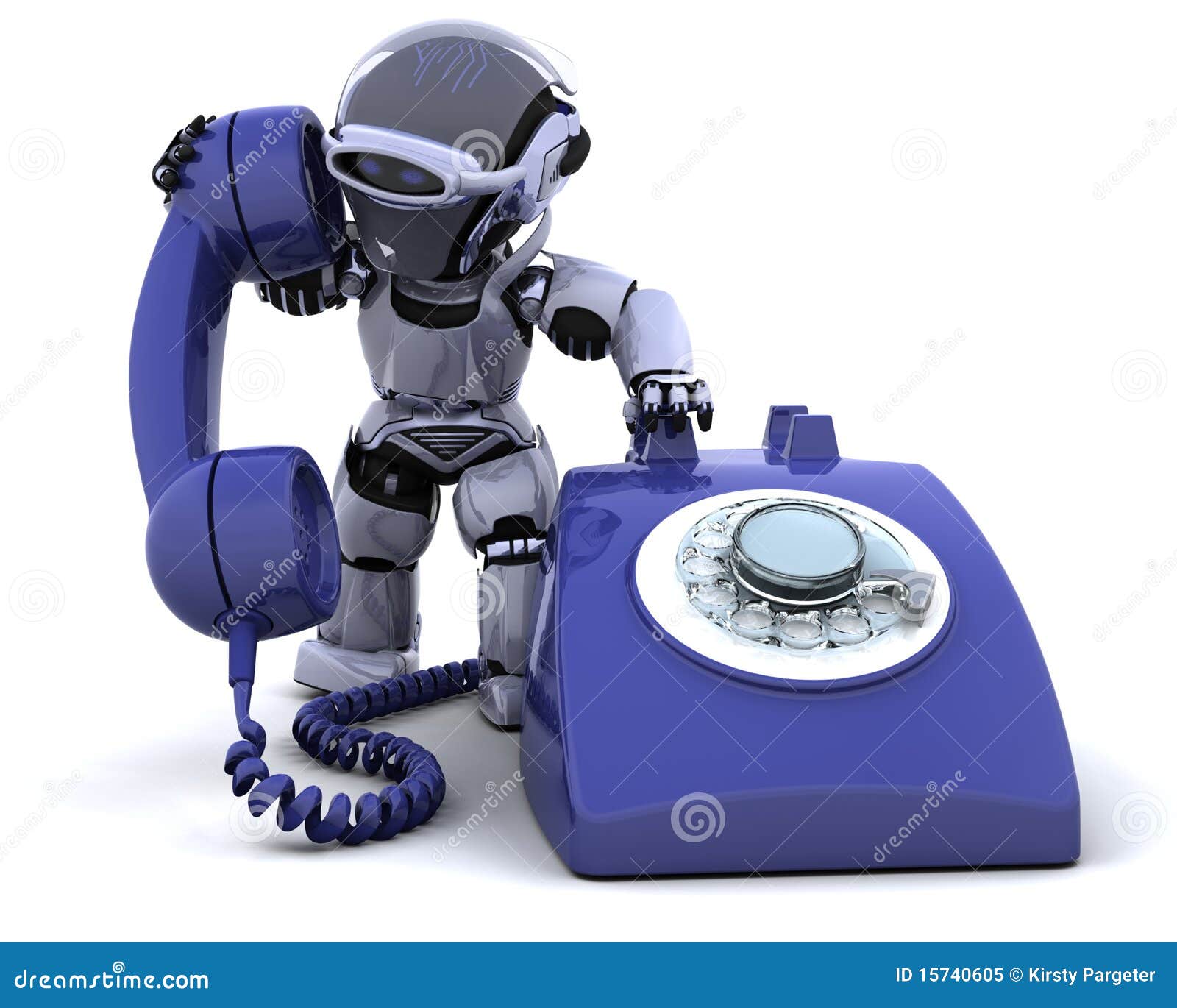 Robot with a Traditional Telephone Stock Illustration - Illustration of ...