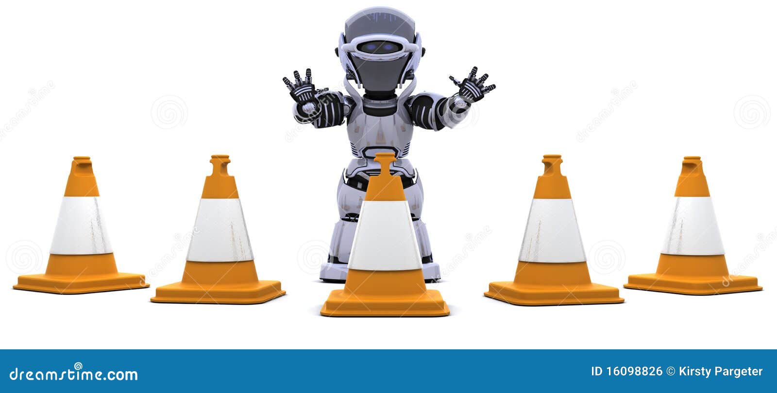 Robot with traffic cones stock illustration. Illustration of ...