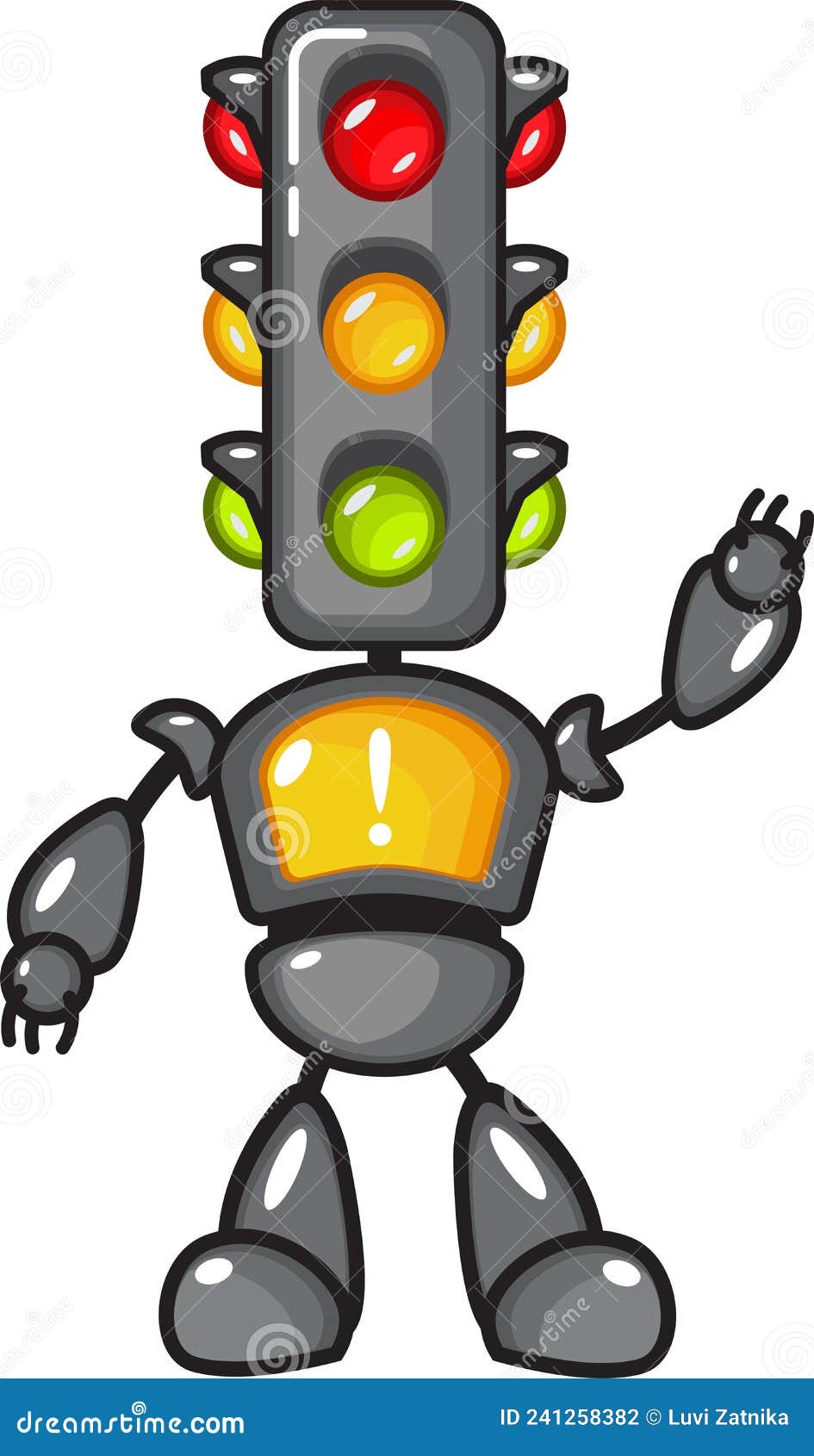 Cool and Cute Character Traffic Light Robot Stock Vector - Illustration ...