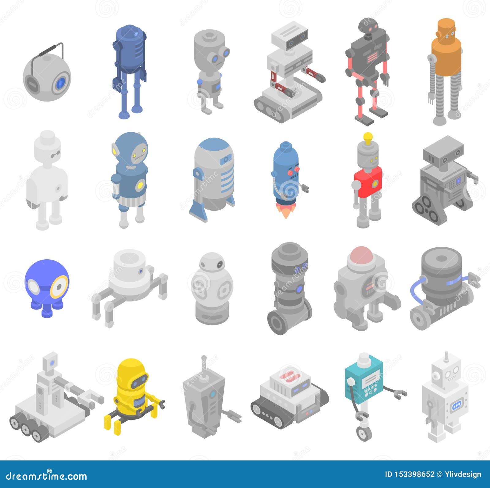 Robot Transformer Icons Set, Isometric Style Stock Vector ...