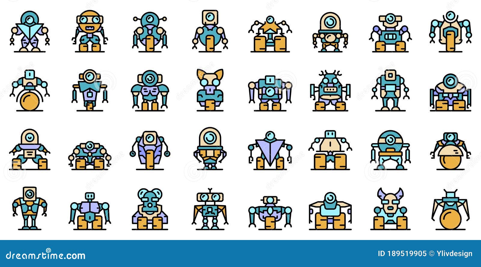 Robot-transformer Icons Vector Flat Stock Vector - Illustration of game ...