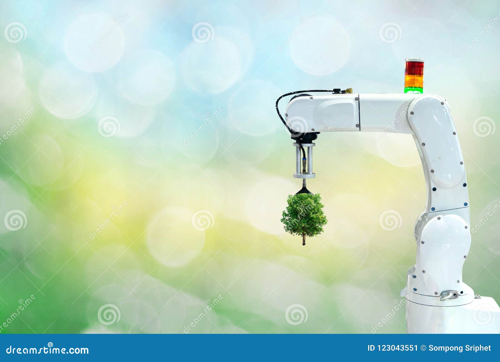 Robot Tree Environmental Industrial Tree in the Arm Future Stock Image ...