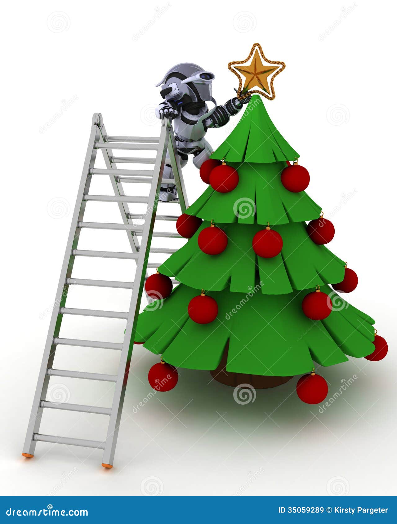 Robot trimming the tree stock illustration. Illustration of star - 35059289