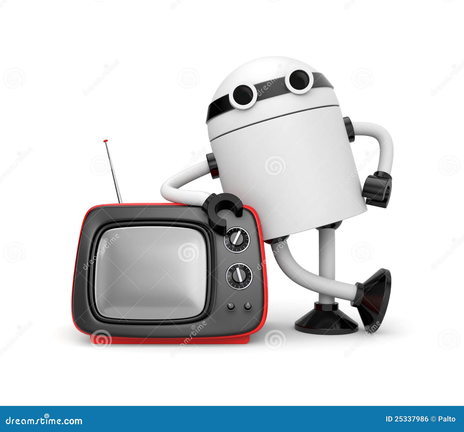 Robot with TV stock illustration. Illustration of button - 25337986