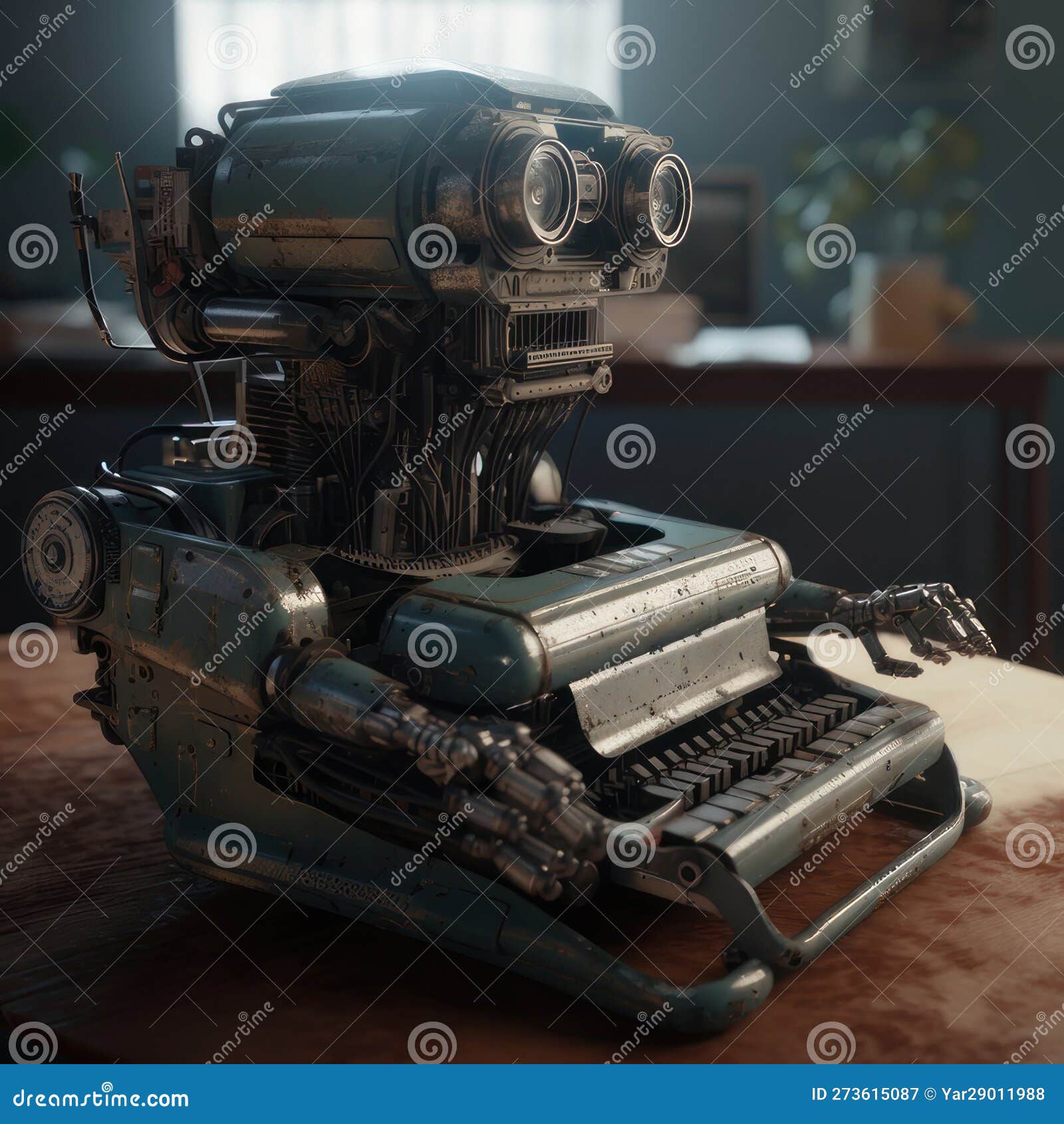 Robot Typewriter. AI Generative Stock Illustration - Illustration of ...