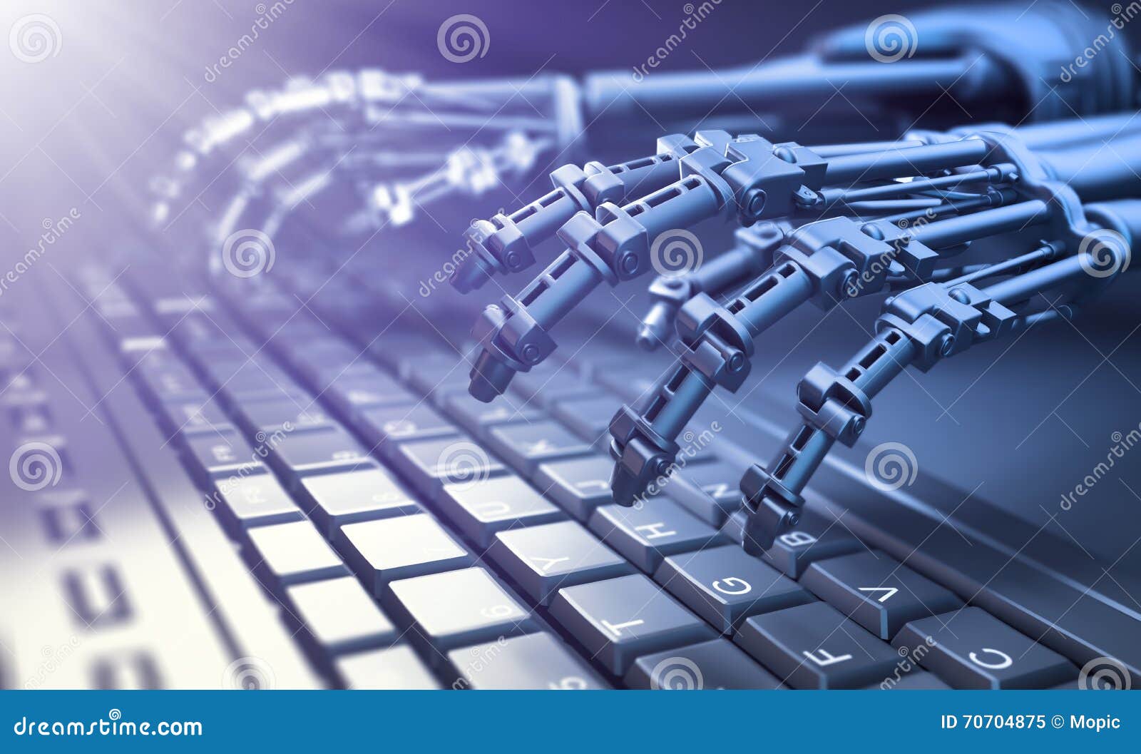 Robot Typing on a Computer Keyboard Stock Illustration - Illustration ...