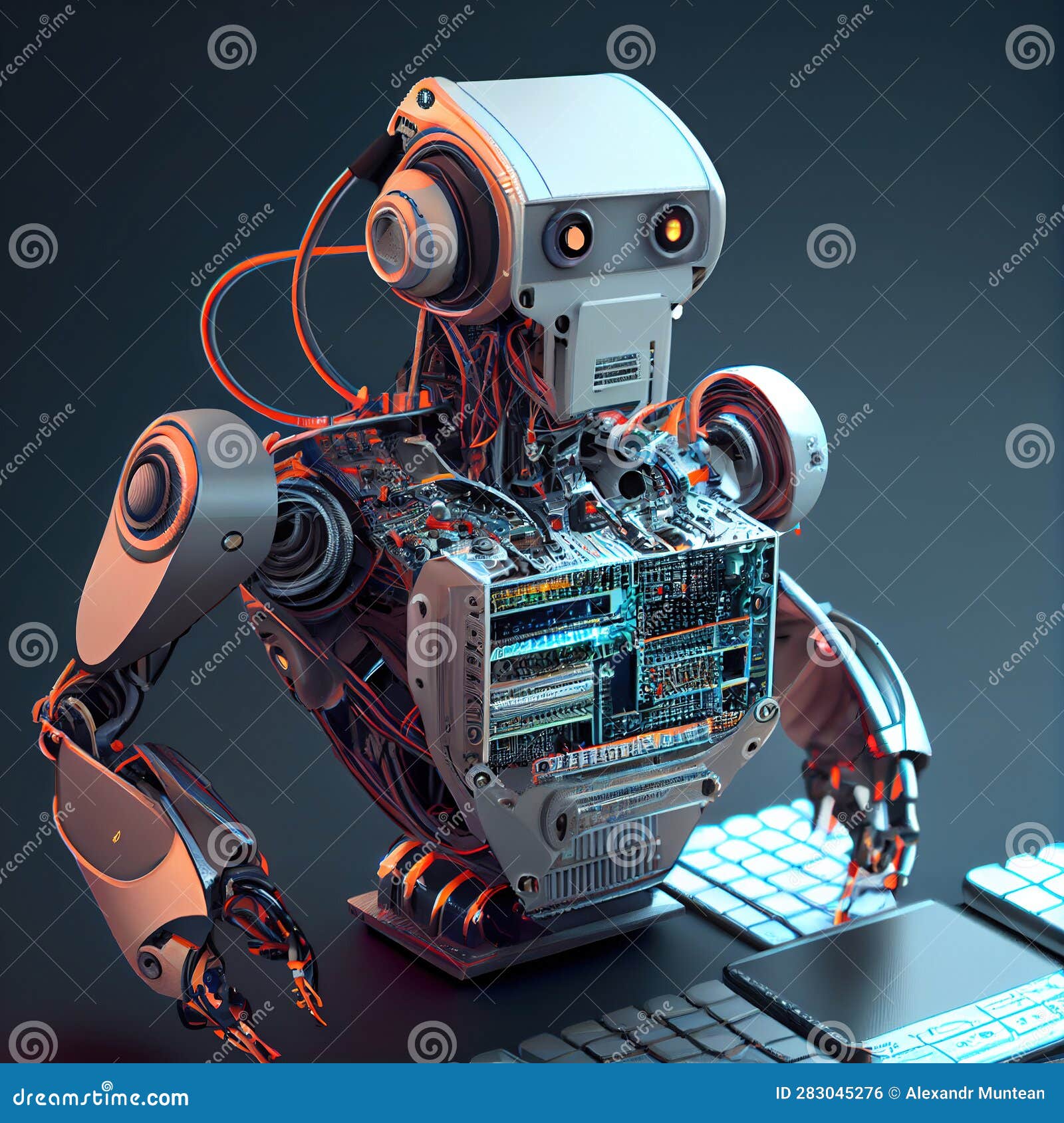 Robot upper body. stock illustration. Illustration of cyber - 283045276