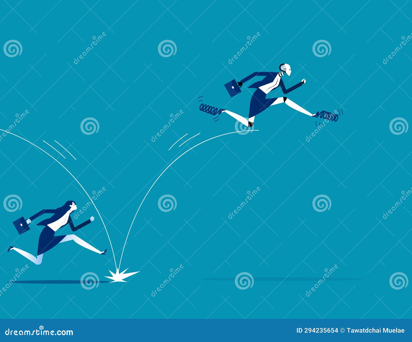 Robot Uses Spring To Jump in Front of Human. Business Artificial ...