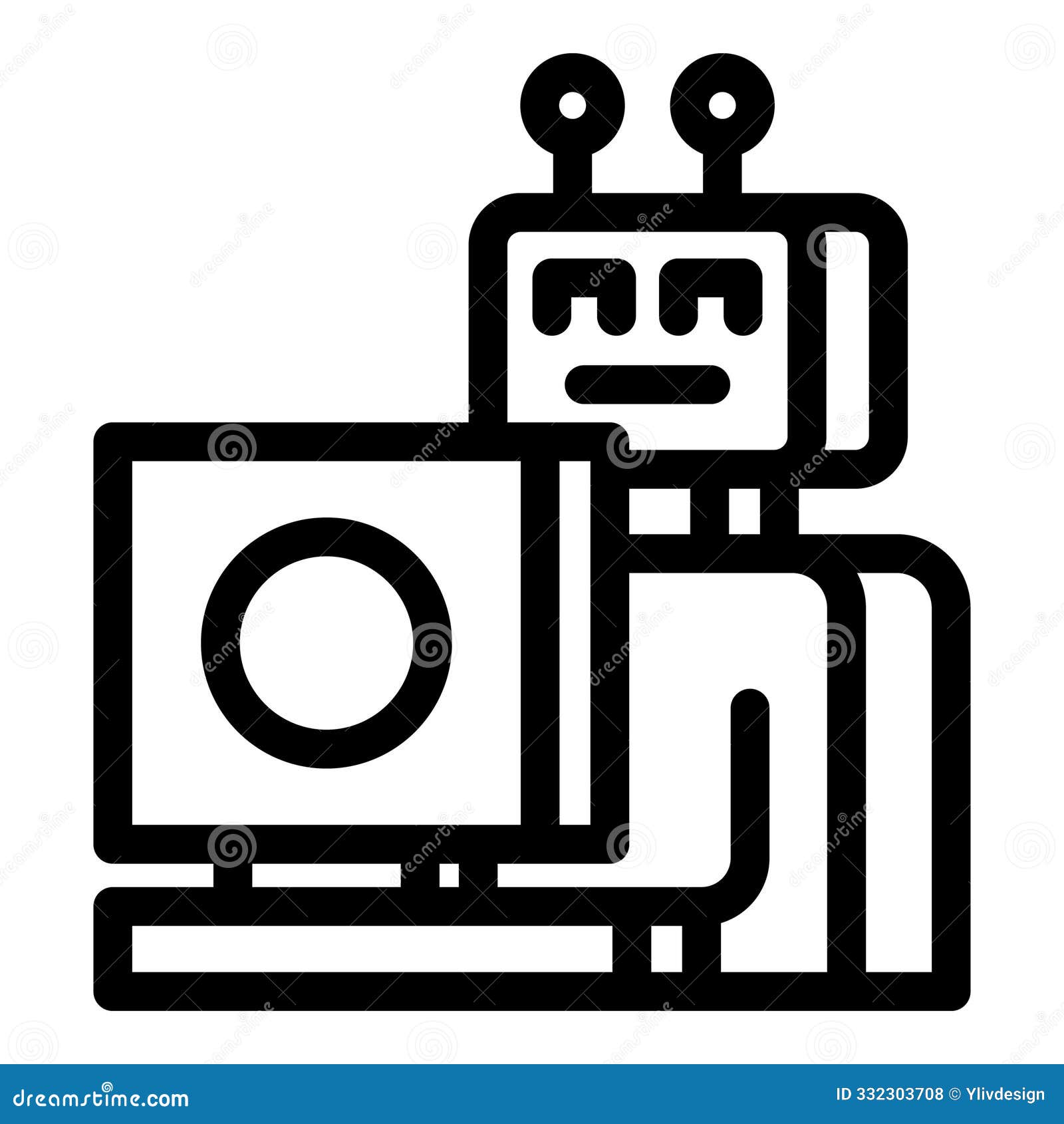 Robot Using Computer for Data Analysis and Machine Learning Stock ...