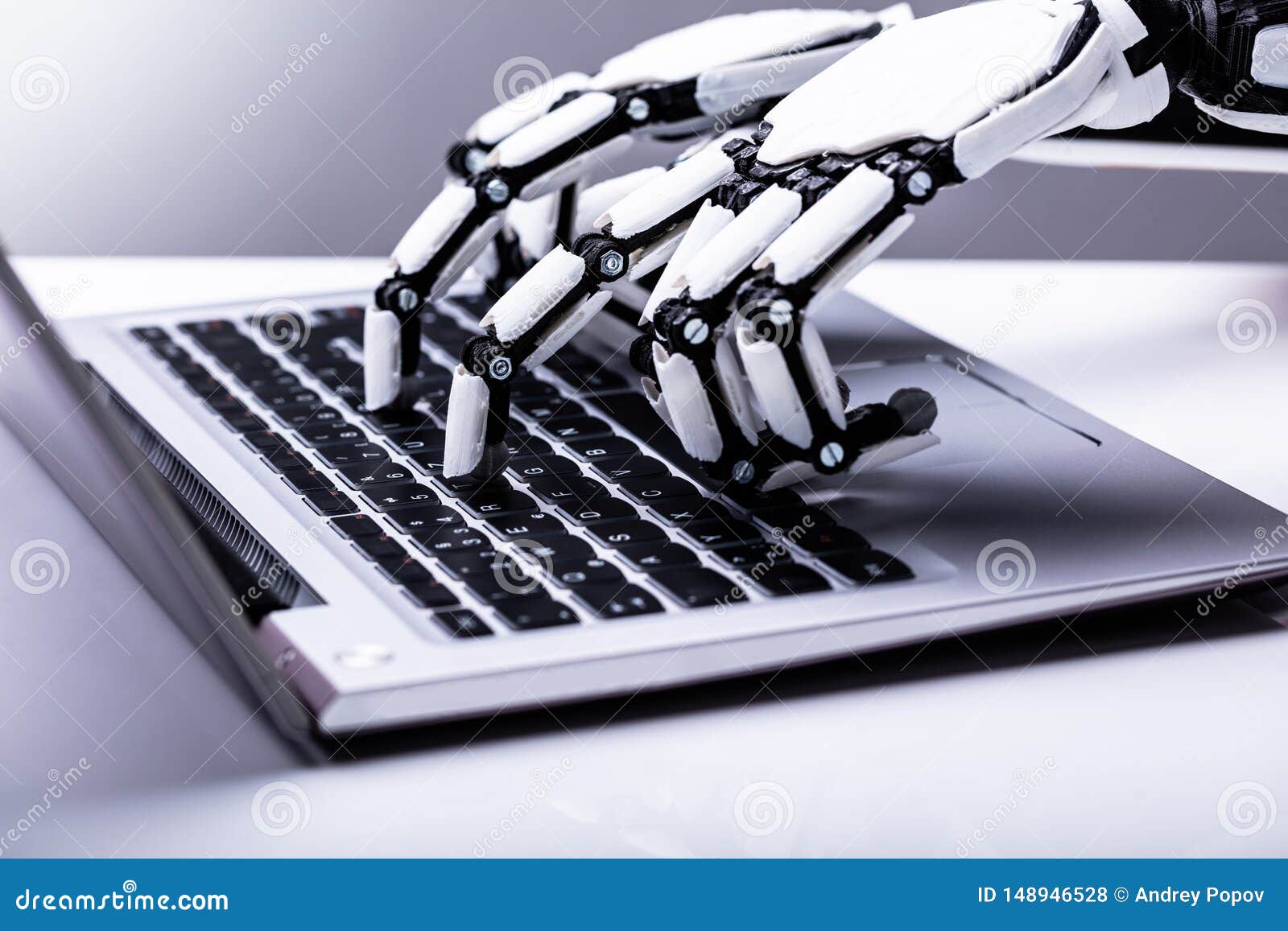 Robot Using Laptop stock photo. Image of future, artificial - 148946528