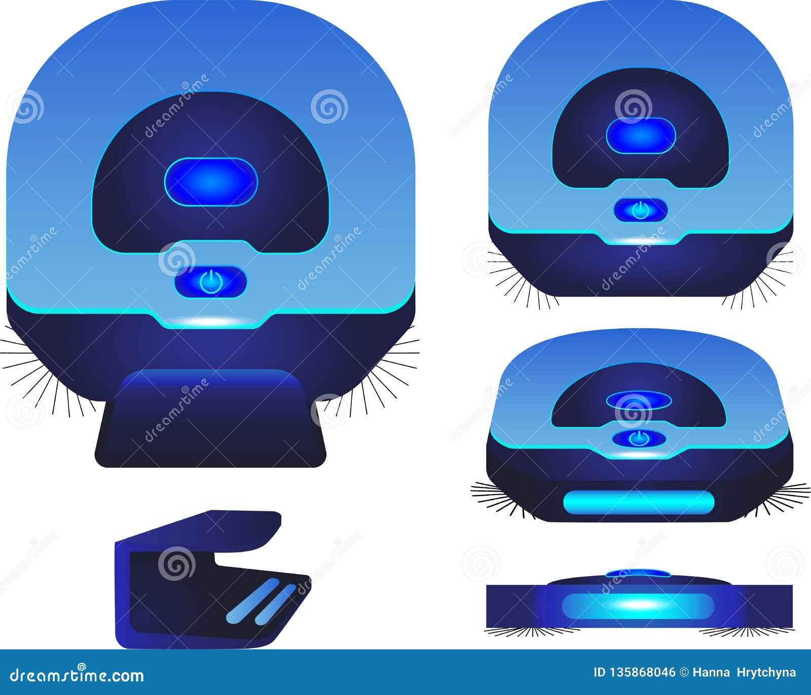 Robot Vacuum Cleaner. Blue Robot Vacuum Cleaner in Different Angles ...