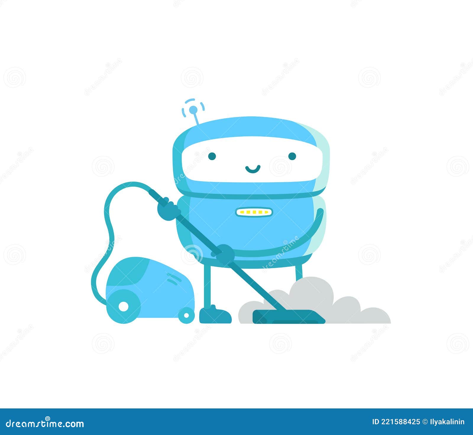 Robot with Vacuum Cleaner. Housework Cleaning Service. Artificial ...