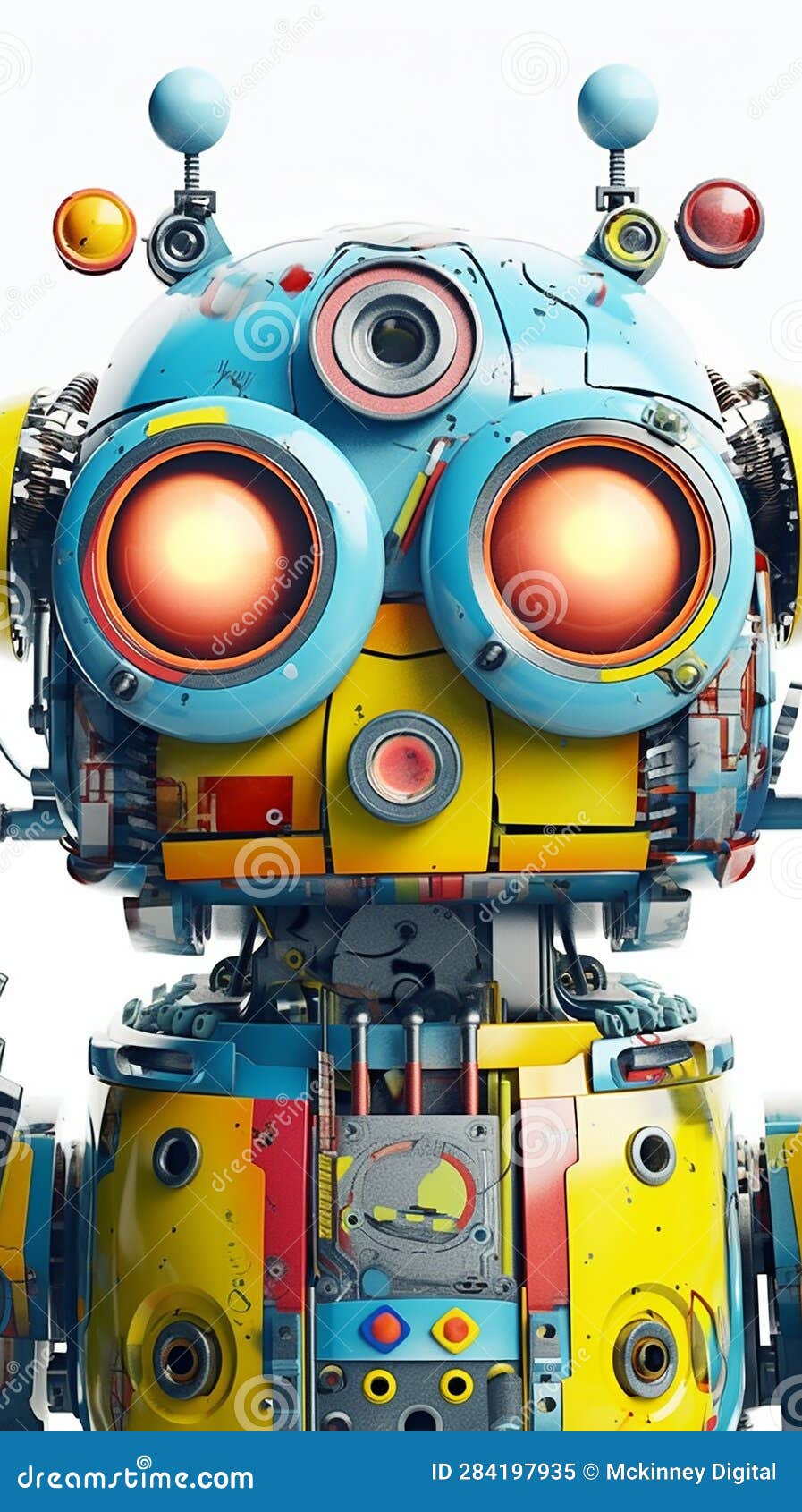 Colorful Robot with Gears on White Background. Stock Illustration ...