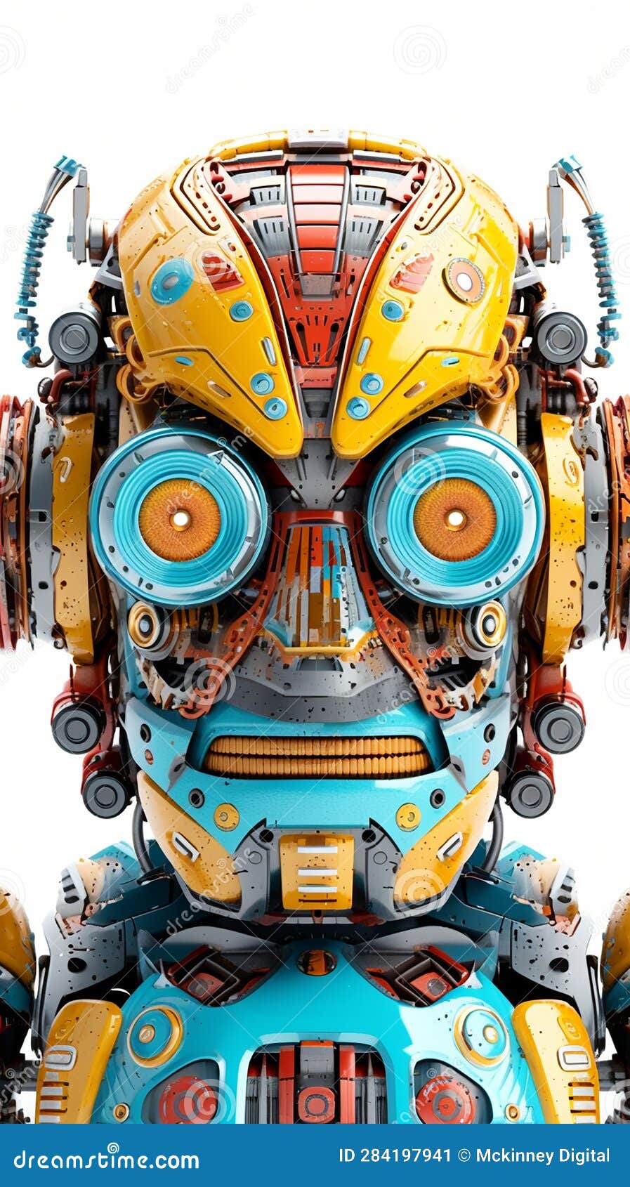 Colorful Robot with Gears on White Background. Stock Illustration ...